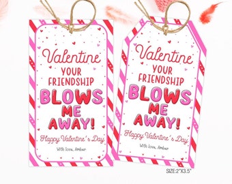 Valentine Bubbles Tag Editable, You Blow Me Away Valentine Favor Tag ...