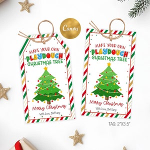Christmas Playdough Tree Tag Tag, Make Your Own Favor Tag Editable ...