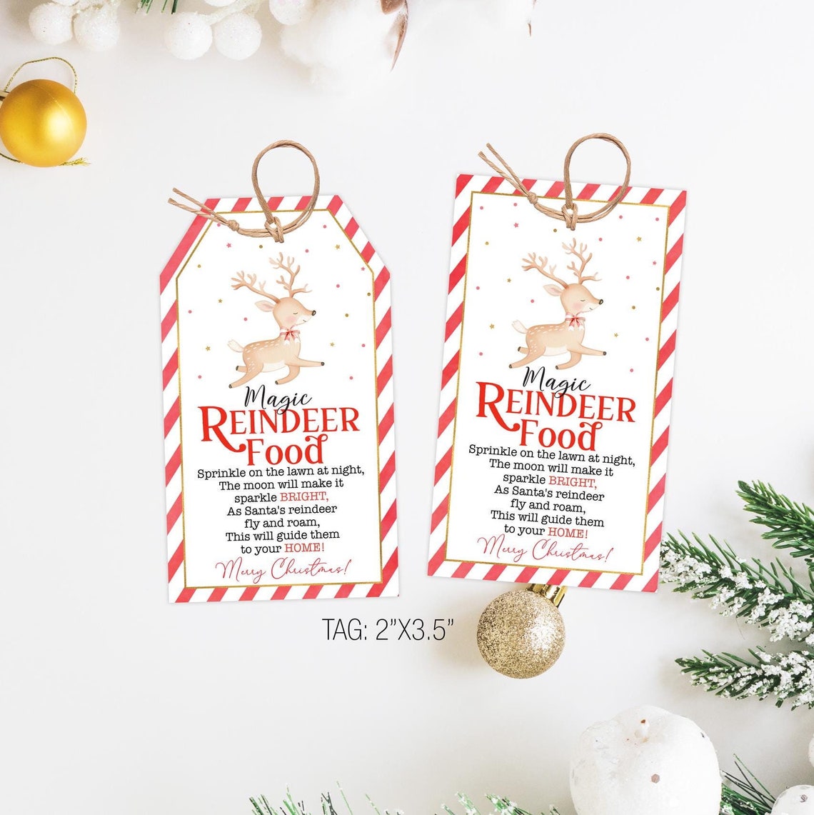 Magic Reindeer Food Label Tag Printable, Christmas Gift Tag, Reindeer ...