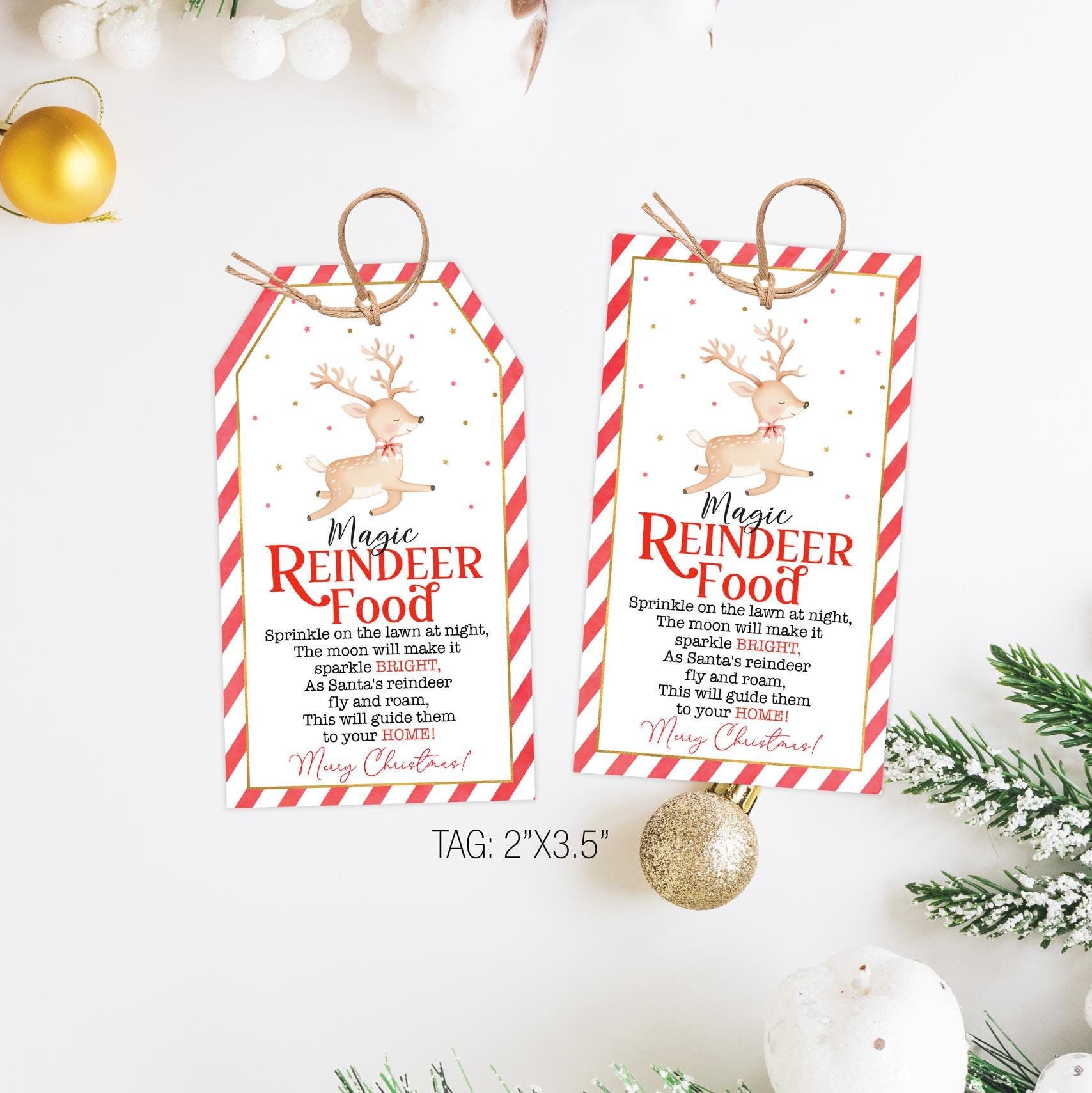 Magic Reindeer Food Label Tag Printable, Christmas Gift Tag, Reindeer ...