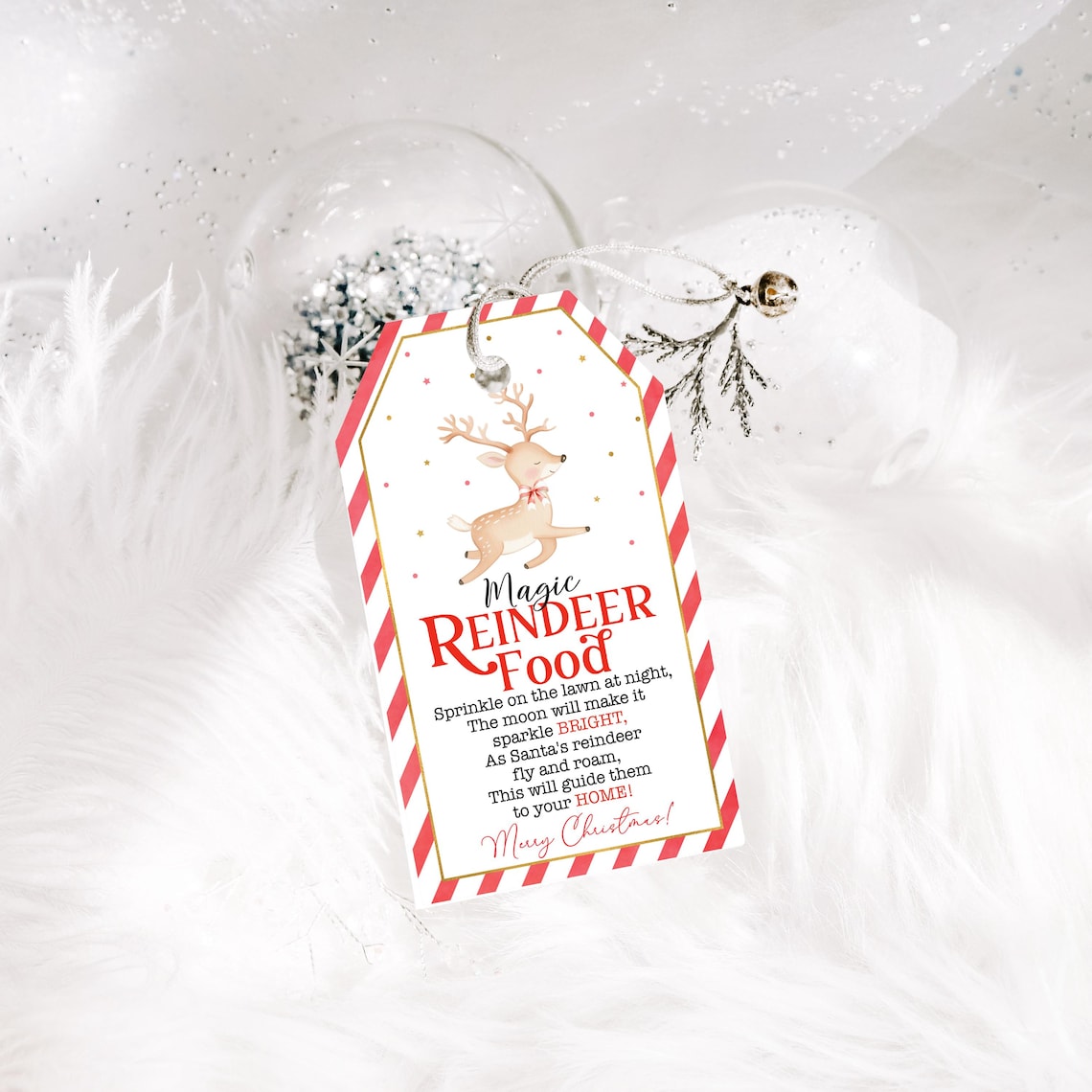 Magic Reindeer Food Label Tag Printable, Christmas Gift Tag, Reindeer ...