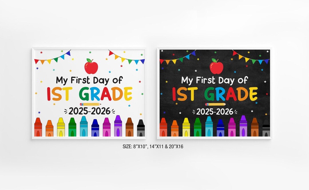 First Day of First Grade Sign, 1st Grade Chalkboard Sign Template ...