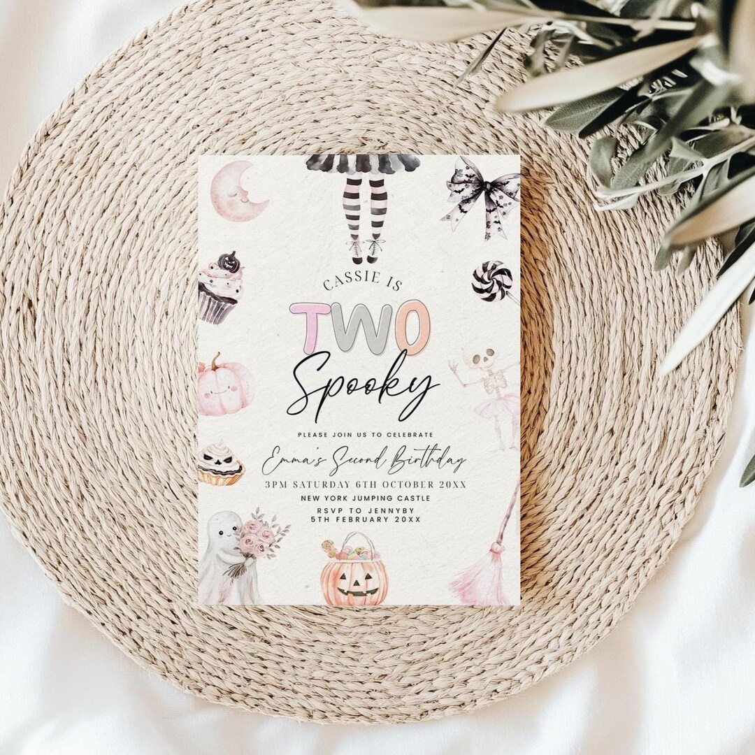 Two Spooky Birthday Invitation Editable Template, Little Boo is Turning ...