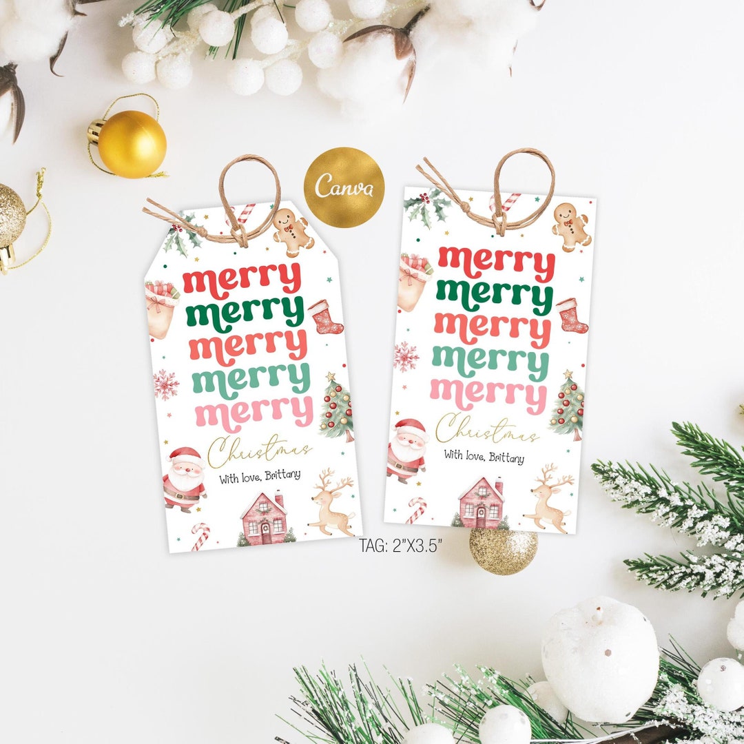 Christmas Gift Tag Template Editable, Holiday Party Favor Tag ...