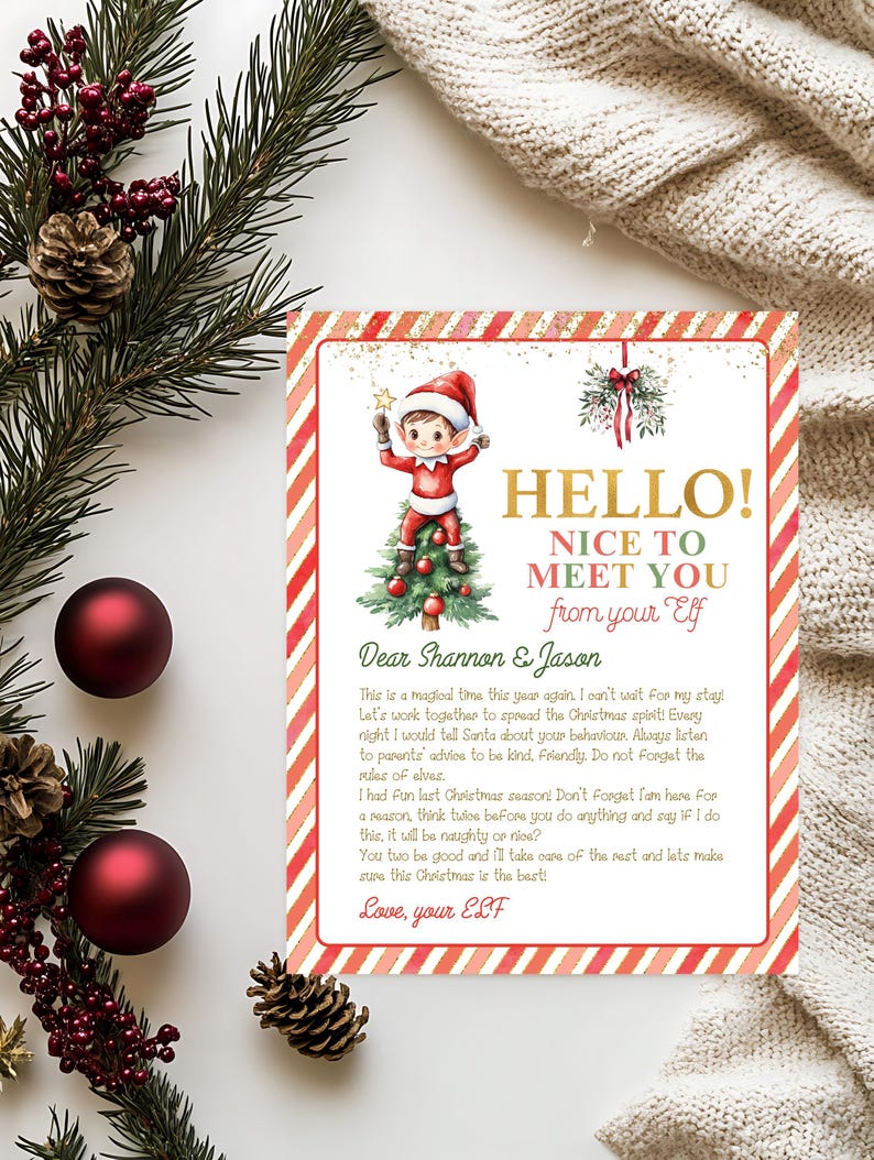 Elf Arrival Letter, Good Bye Letter Editable, Christmas Hello From Your ...