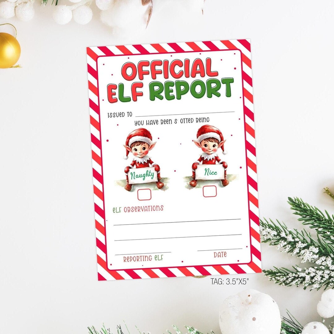 ELF Report Card, North Pole Elf Report Card, Notes From the Elf ...