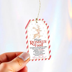 Magic Reindeer Food Label Tag Printable, Christmas Gift Tag, Reindeer ...