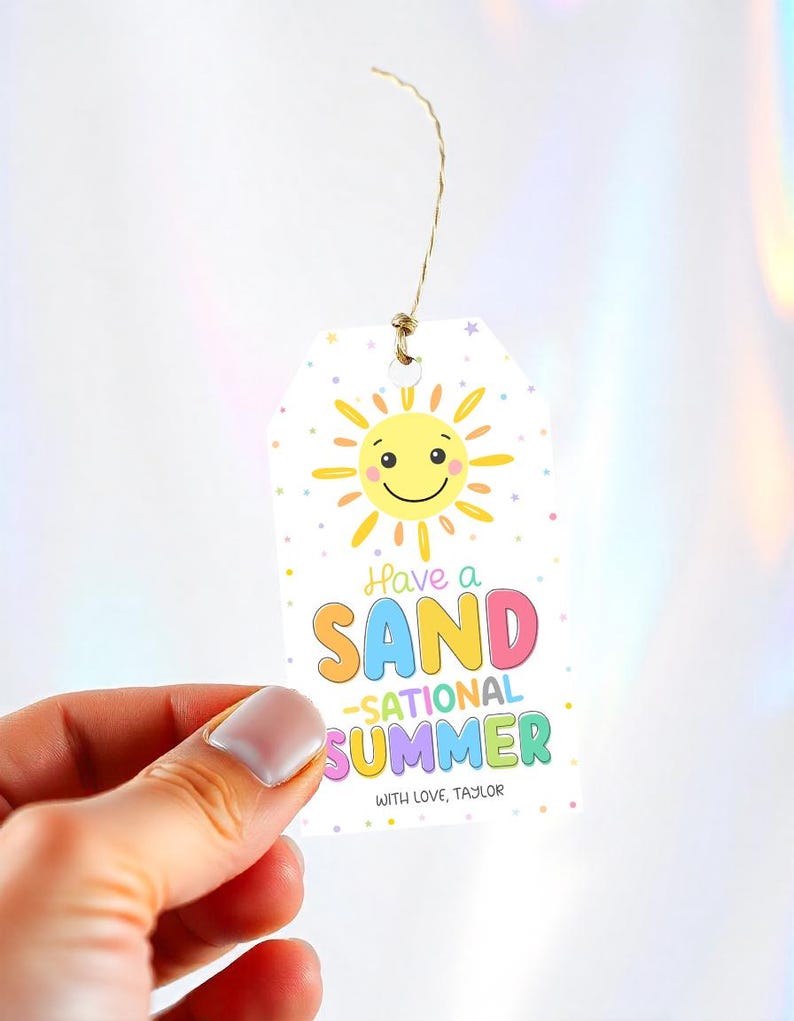 Have A Sand-sational Summer Tag, End of School Year Favor Tag Template ...
