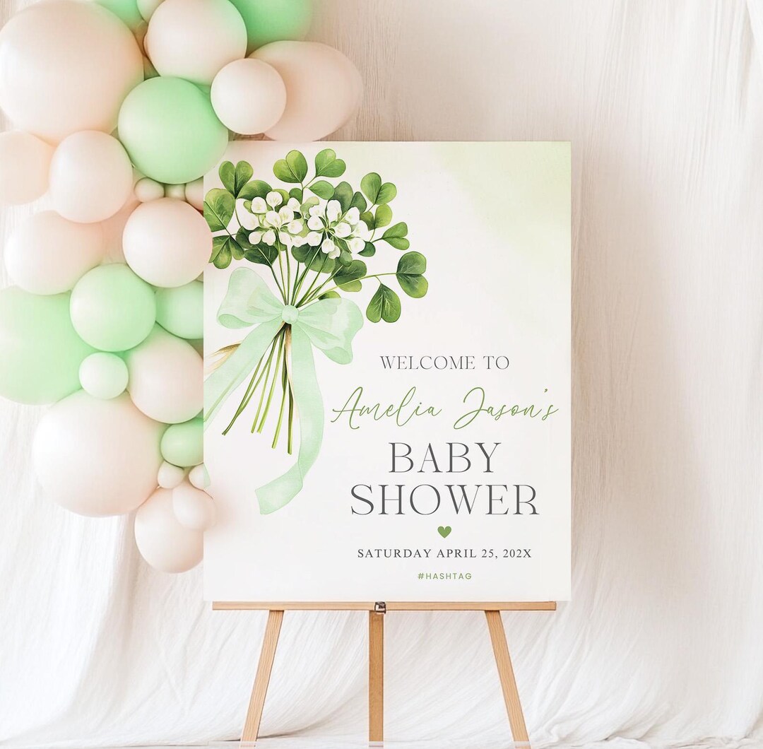 Clover Baby Shower Welcome Sign, Welcome St Patrick’s Baby Shower Sign ...
