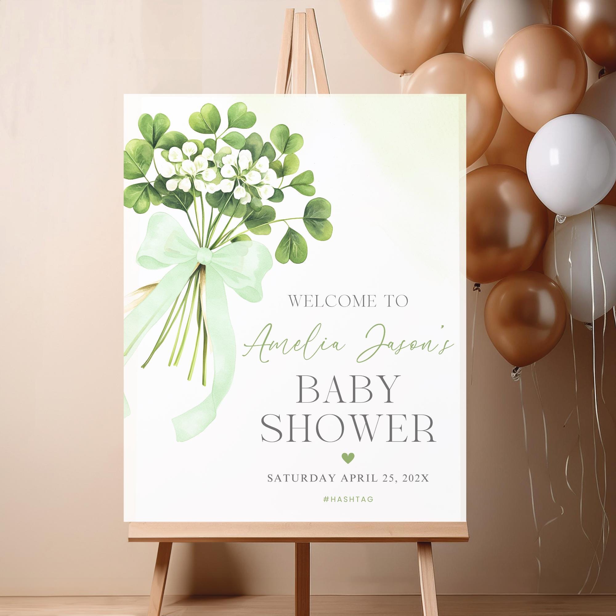 Clover Baby Shower Welcome Sign, Welcome St Patrick’s Baby Shower Sign ...