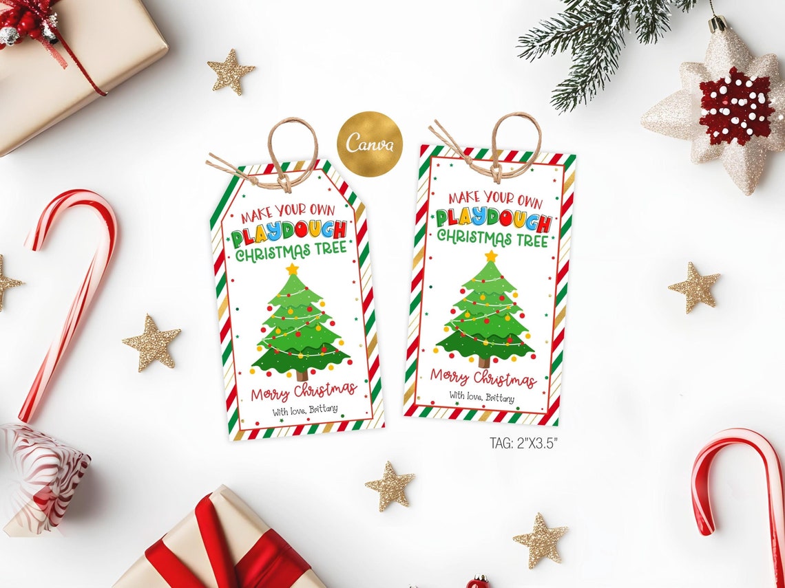 Christmas Playdough Tree Tag Tag, Make Your Own Favor Tag Editable ...