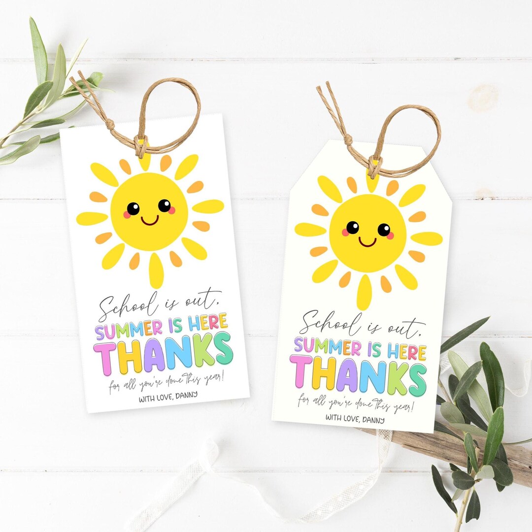 Summer Teacher Appreciation Gift Tag Editable, School Out End of Year ...