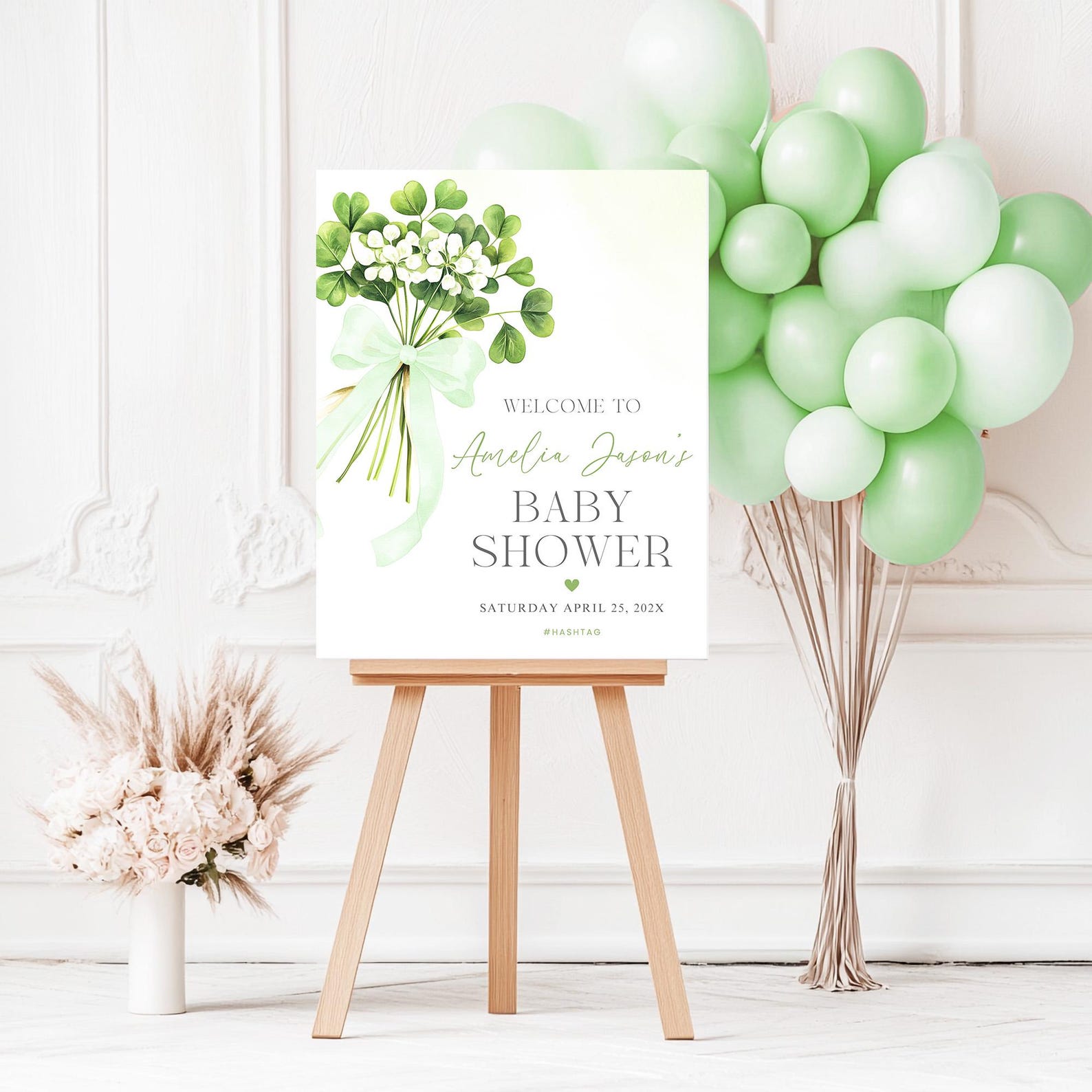 Clover Baby Shower Welcome Sign, Welcome St Patrick’s Baby Shower Sign ...