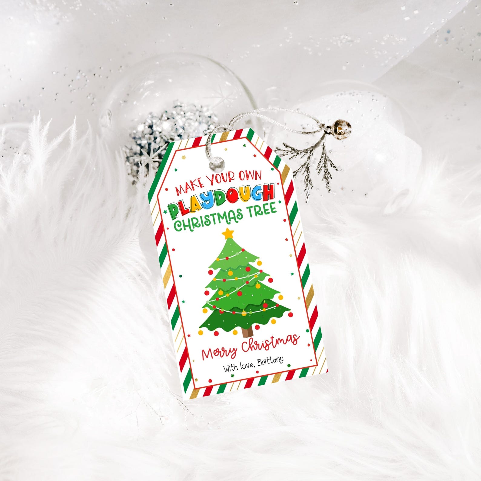 Christmas Playdough Tree Tag Tag, Make Your Own Favor Tag Editable ...