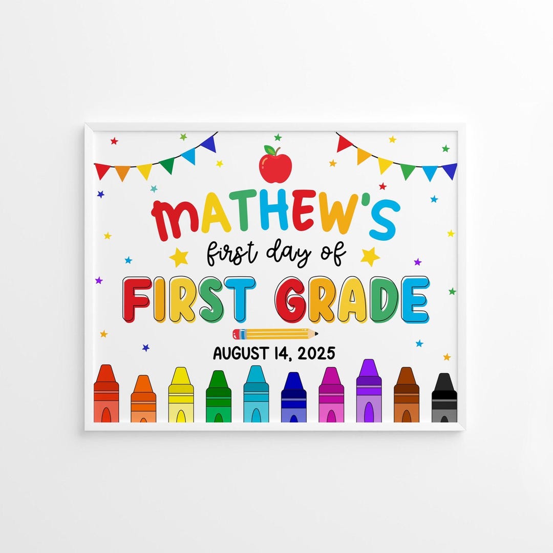First Day of First Grade Sign Editable, 1st Grade Chalkboard Sign ...
