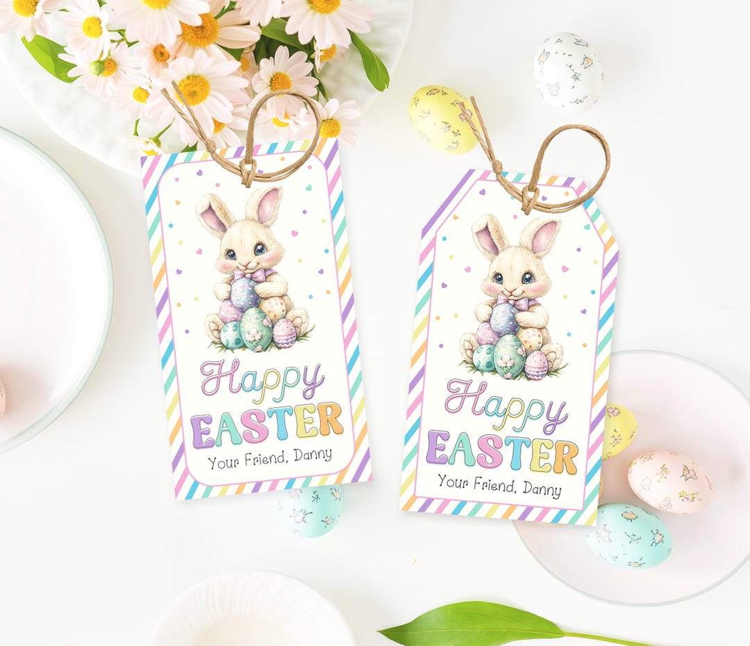 Easter Bunny Gift Tags Editable, Happy Easter Tags, Spring Gift Tags ...