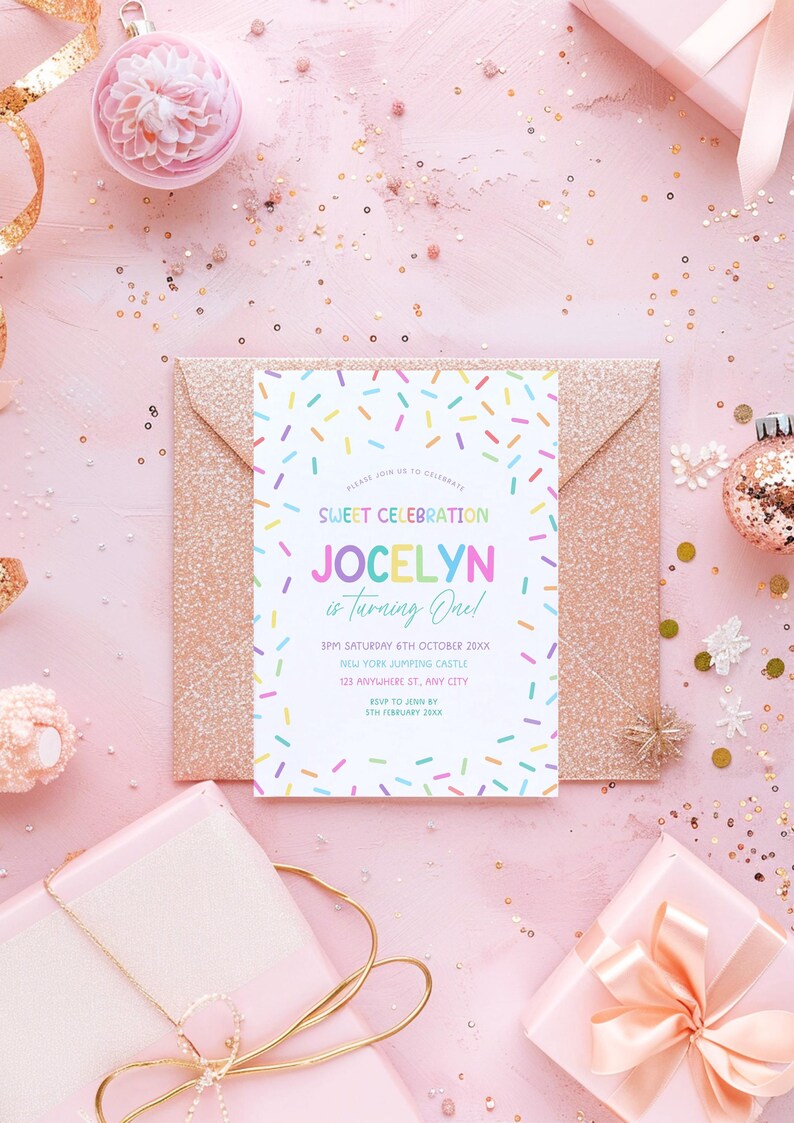 Sprinkle Birthday Invitation Editable Template Sweet One Birthday Party ...