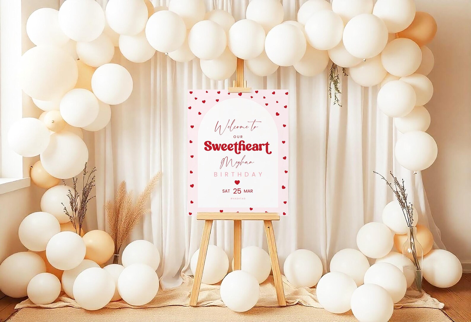 Valentine’s Birthday Welcome Sign Editable, Sweetheart Valentine ...