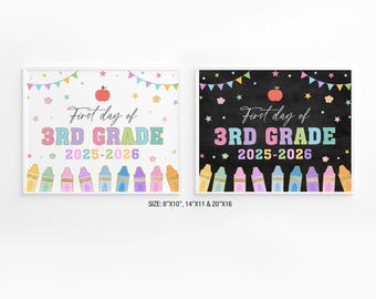 First Day of Third Grade Sign 2026-2027, 3rd Grade Sign, Printable ...