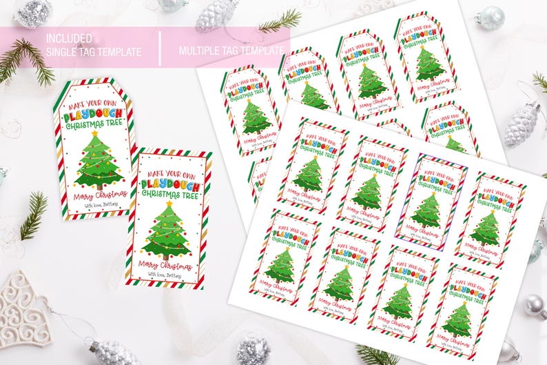 Christmas Playdough Tree Tag Tag, Make Your Own Favor Tag Editable ...