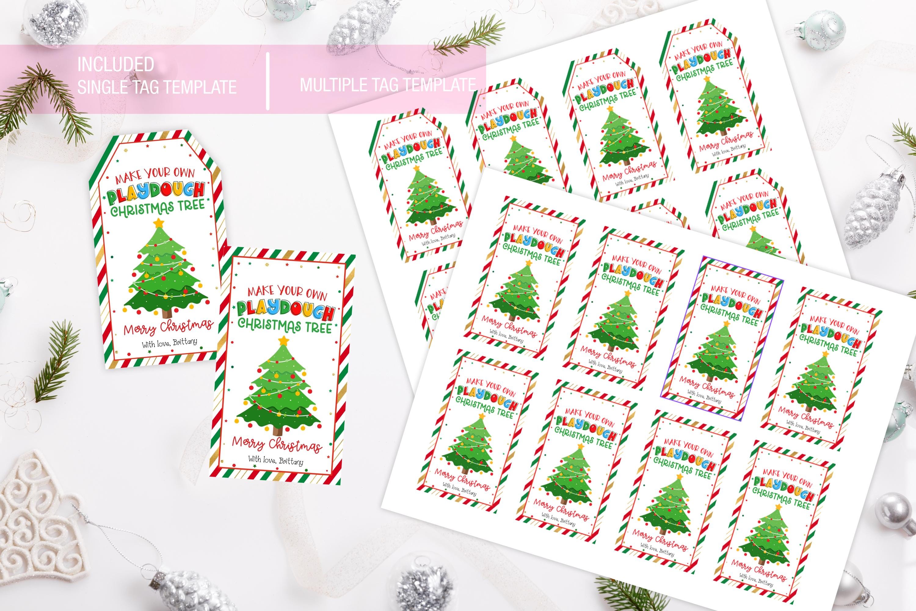 Christmas Playdough Tree Tag Tag, Make Your Own Favor Tag Editable ...