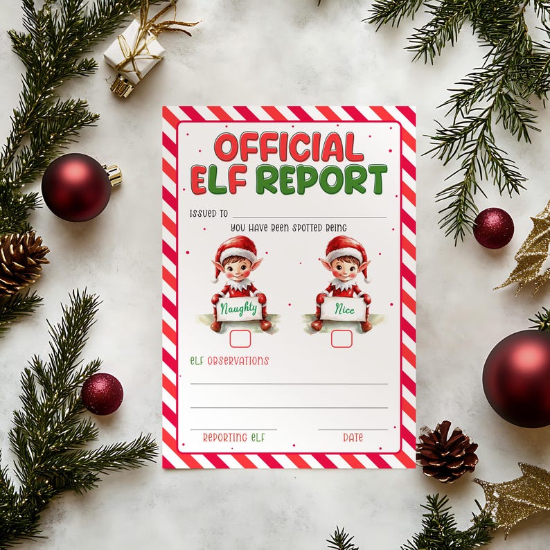 ELF Report Card, North Pole Elf Report Card, Notes From the Elf ...