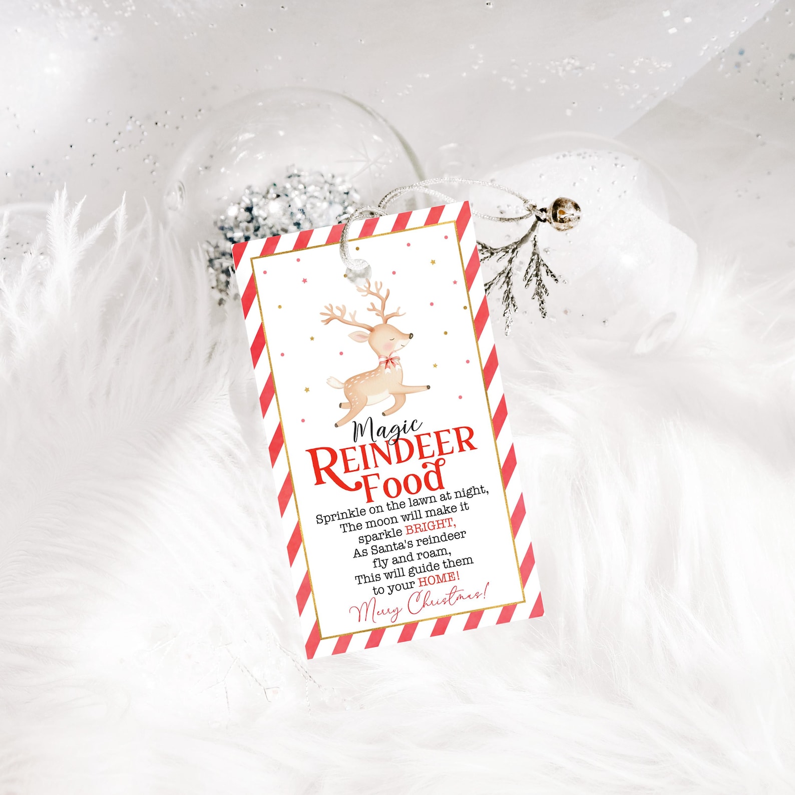 Magic Reindeer Food Label Tag Printable, Christmas Gift Tag, Reindeer ...