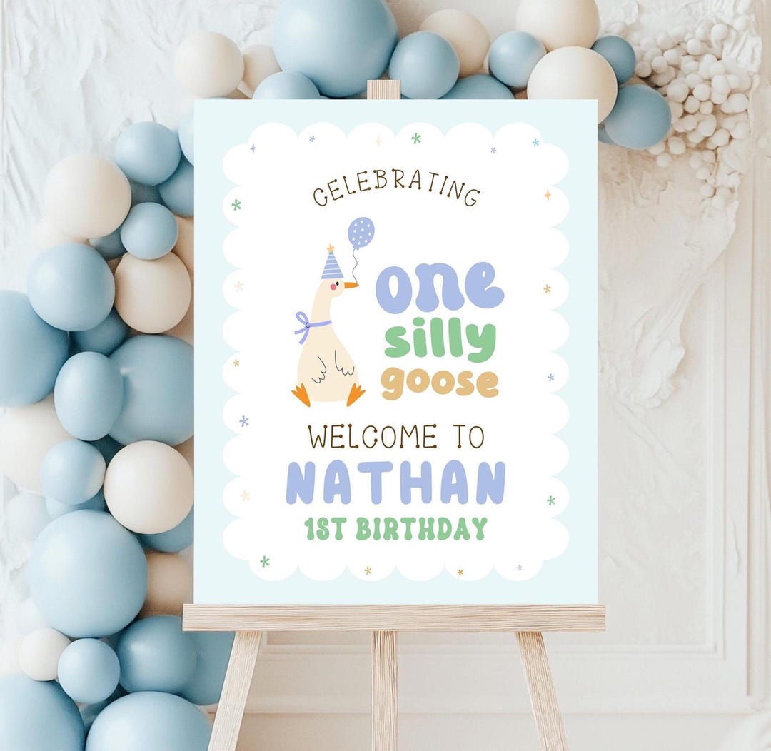 One Silly Goose Welcome Sign Template, Editable Silly Goose Boy 1st ...