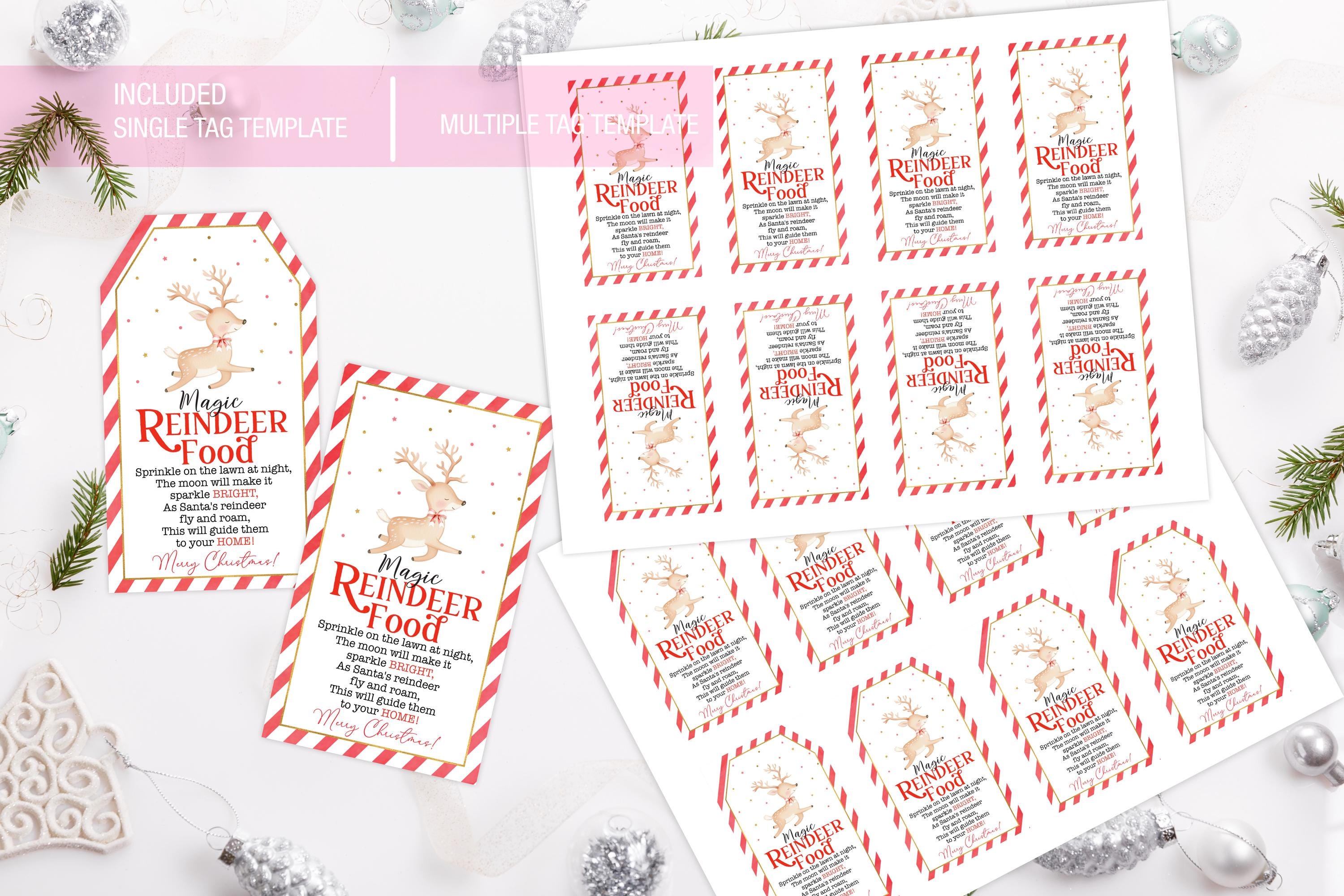 Magic Reindeer Food Label Tag Printable, Christmas Gift Tag, Reindeer ...