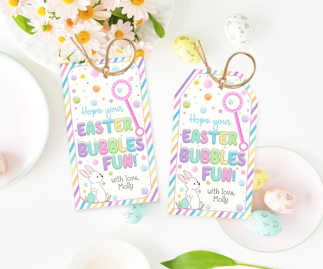 Easter Bubble Tag, Editable Easter Gift Tag, Easter Bubble Gift Tag, I ...