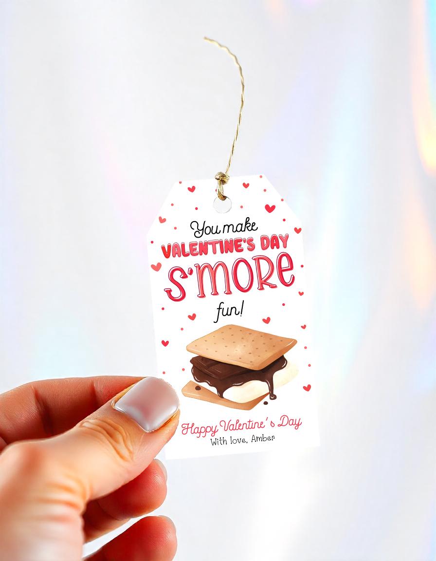 Valentine S'mores Tags, Editable S’more Valentine Thank You Tag ...