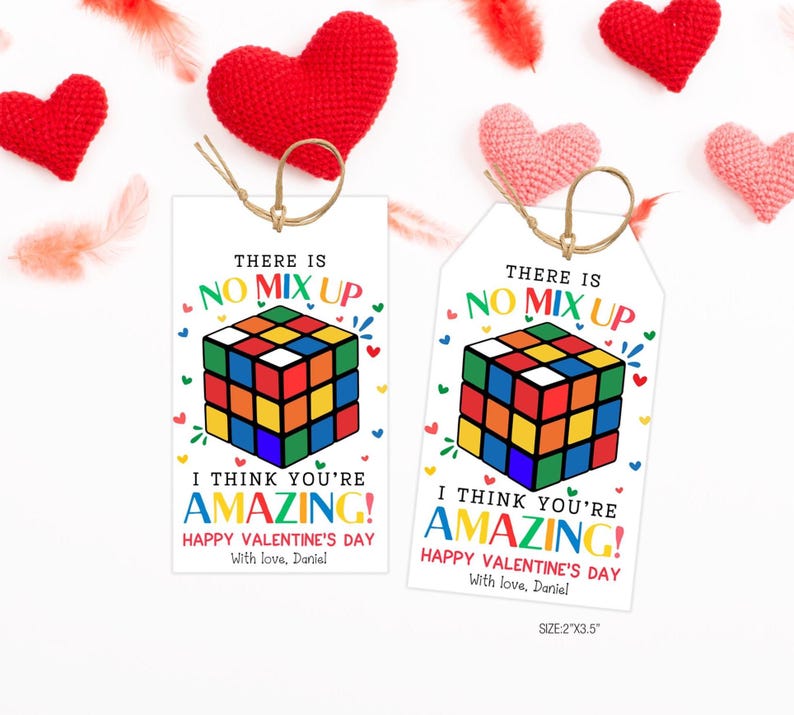 Cube Puzzle Valentine's Day Tag Template Editable, Valentine Cube Game ...