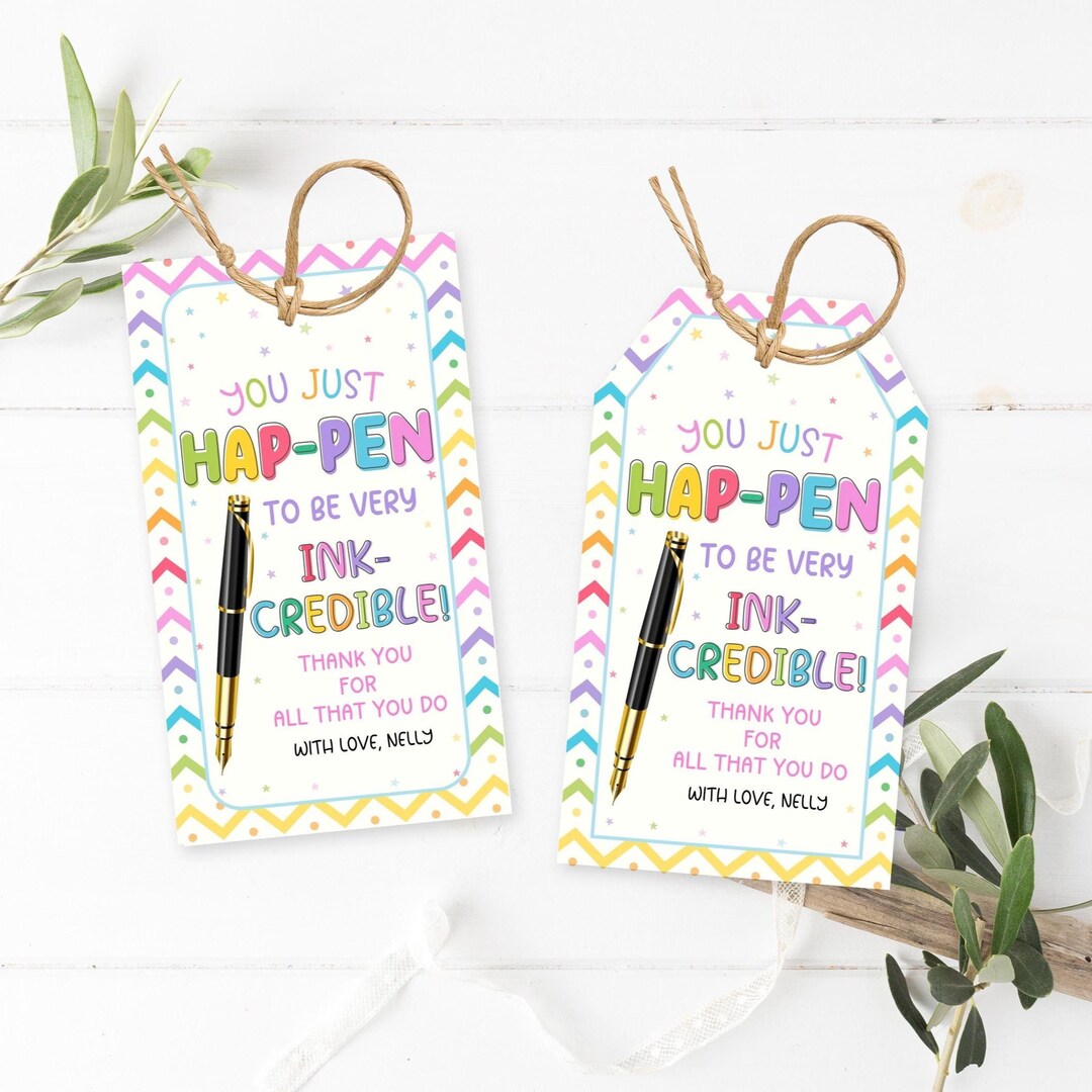 Teacher Appreciation Tags, Editable School Pen Gift Tag, Appreciation ...