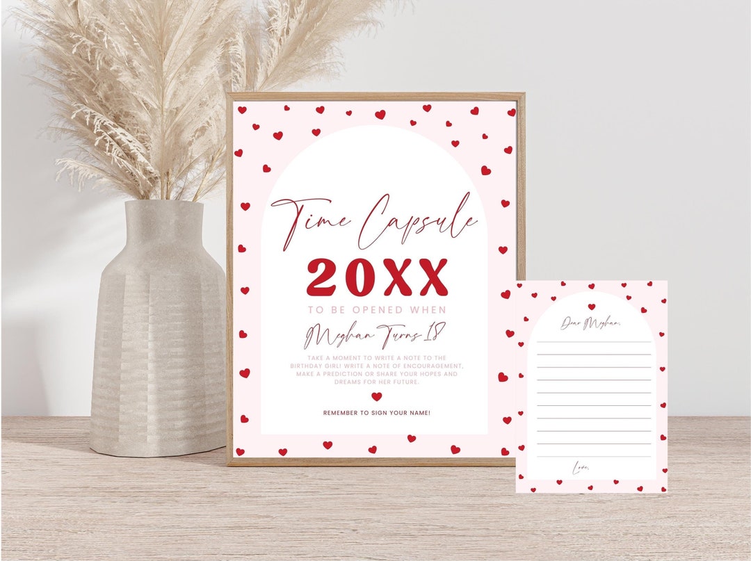 Valentine Time Capsule Editable, Valentine First Birthday Time Capsule ...
