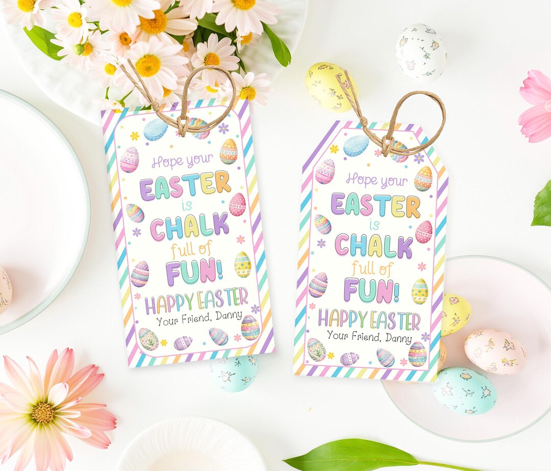 Easter Chalk Gift Tag Template Editable, Chalk Full of Fun Easter ...