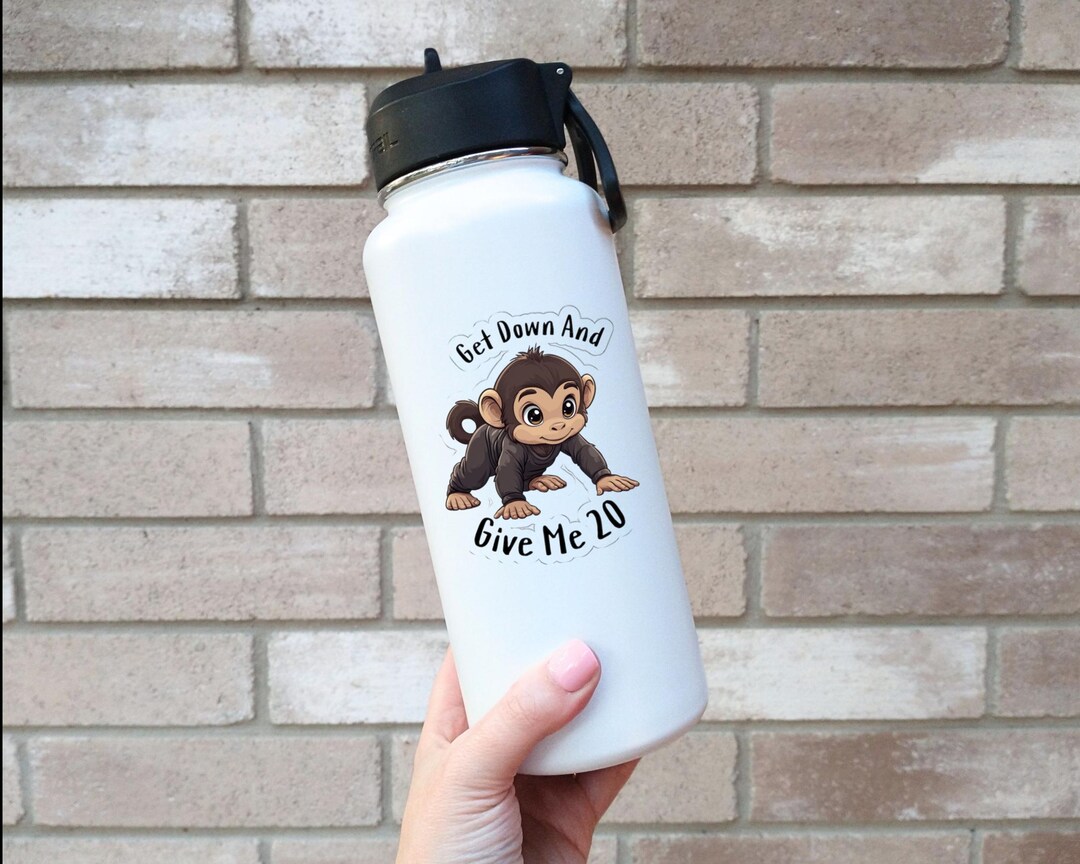 Cute Monkey Push-up Sticker Animal Fitness Motivation for Laptops ...