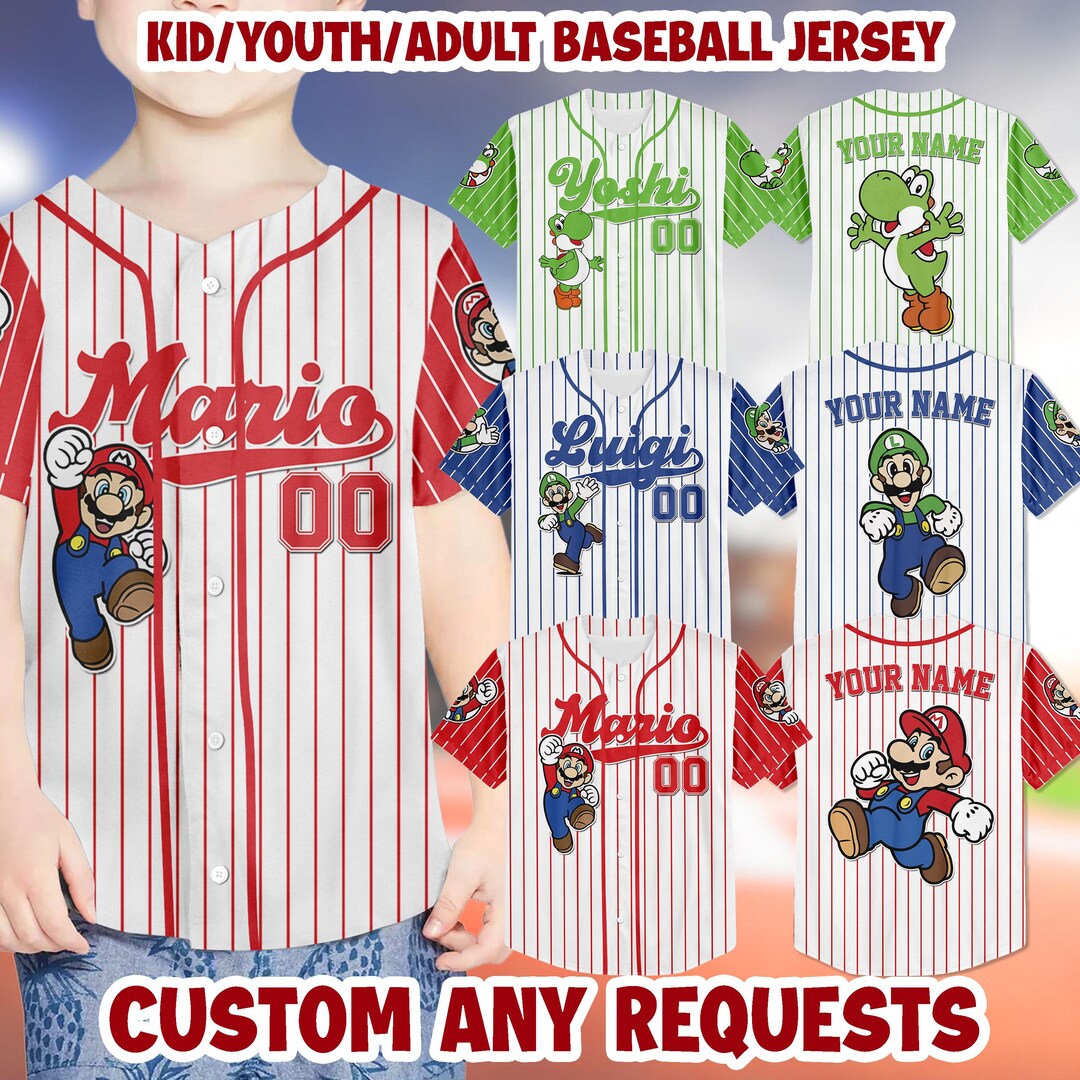 Personalized Super Mario Baseball Jersey , Mario Birthday Boy Gift ...