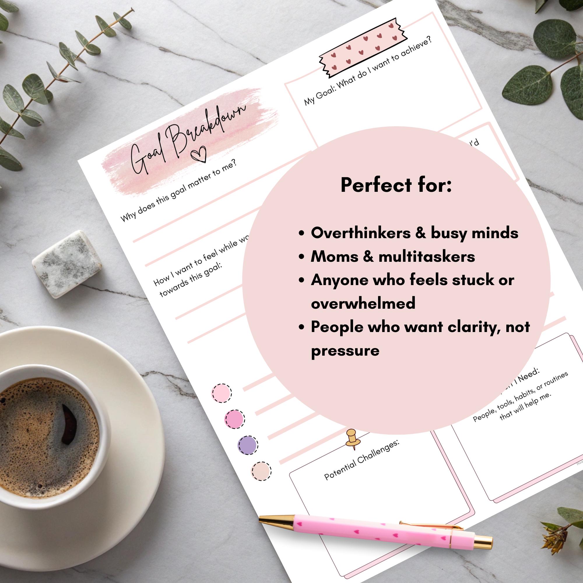Goal Setting Worksheet | Printable Goal Planner | Break Goals Into ...