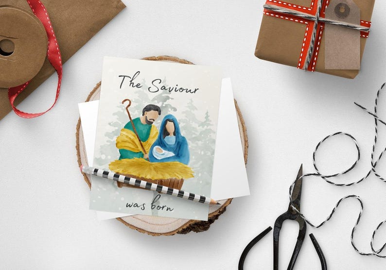 Printable Christmas Card Nativity Scene Card Christian Christmas Card ...