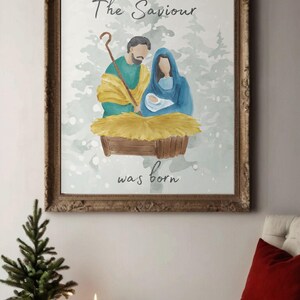Printable Christmas Poster the Saviour Was Born Nativity Scene Poster ...