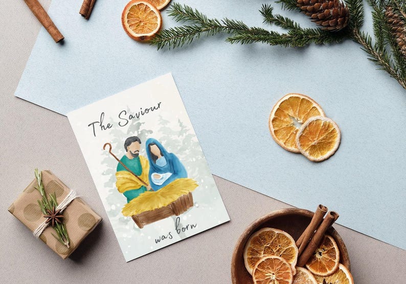 Printable Christmas Card Nativity Scene Card Christian Christmas Card ...