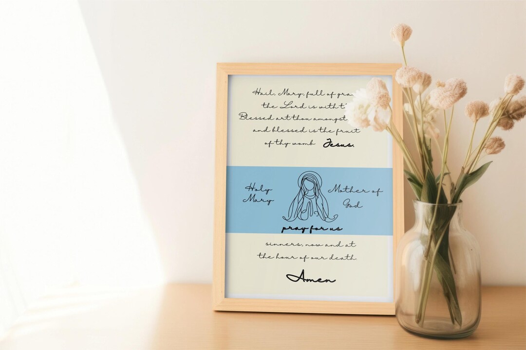 Hail Mary Prayer Printable Art, Religious Poster, Hail Mary, Catholic ...