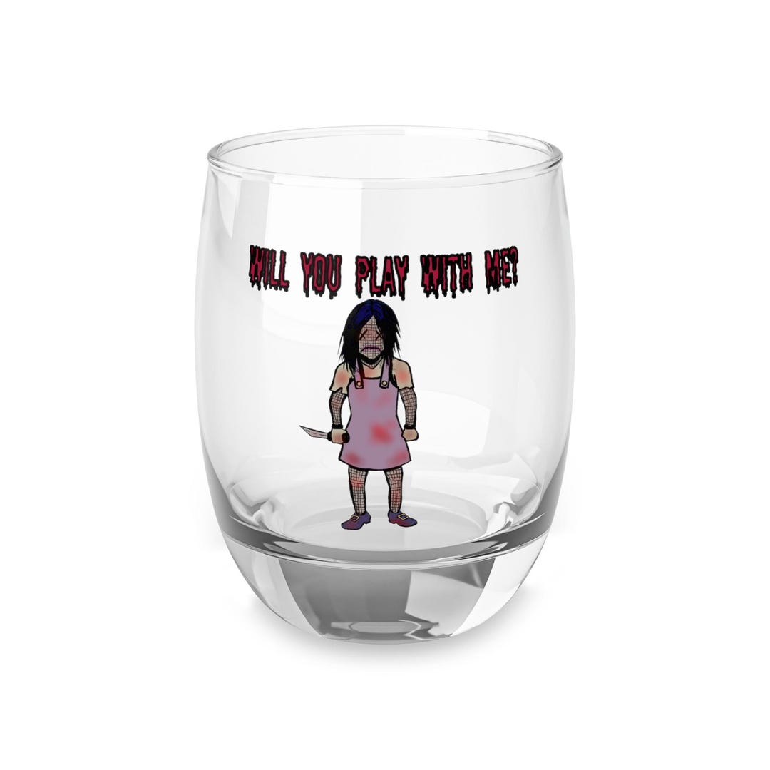 Creepy Evil Doll Whiskey Glass, Playful Psycho Toy Horror Themed Terror ...