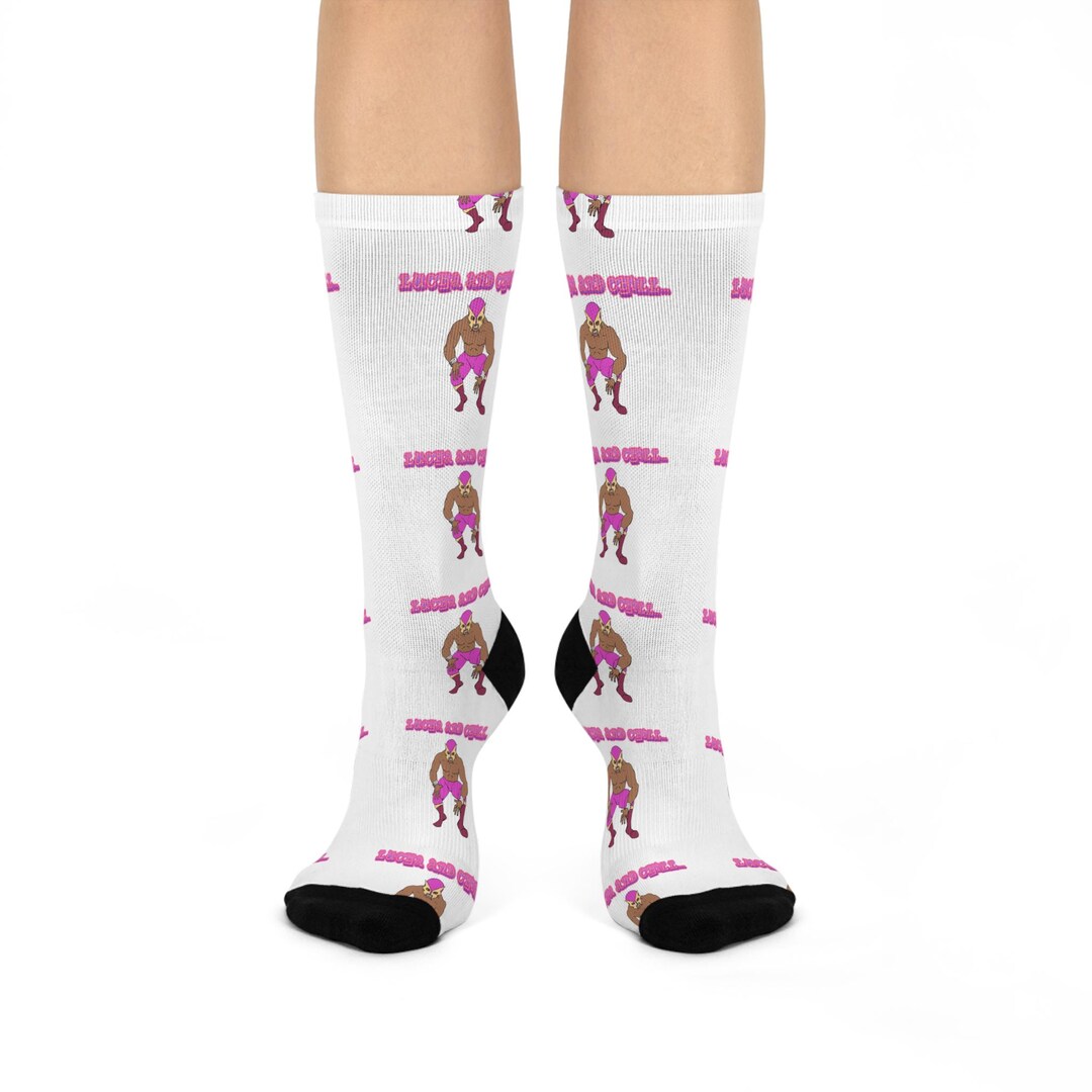 Cushioned Crew Socks - Lucha and Chill, Lucha Libre, Wrestling, Pro Wrestling, Playtime, Fun ...