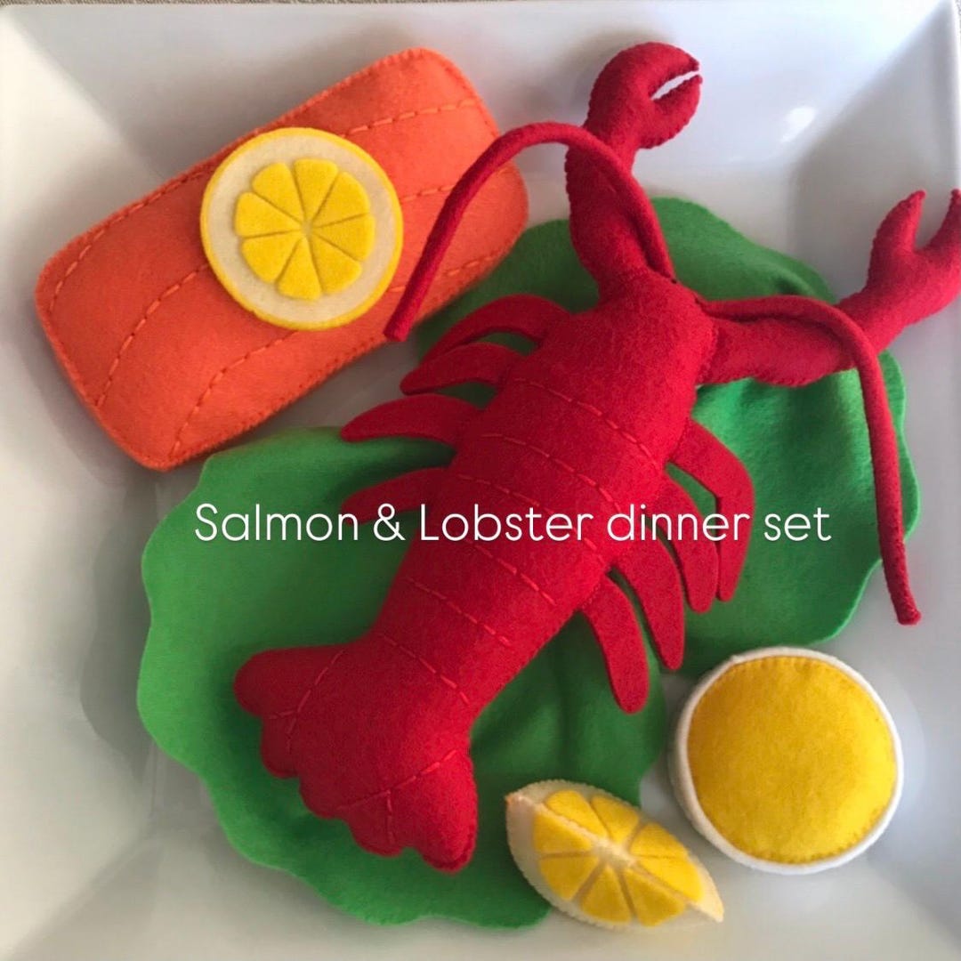 Felt Food Play Set: Handmade Lobster & Salmon Dinner - Etsy