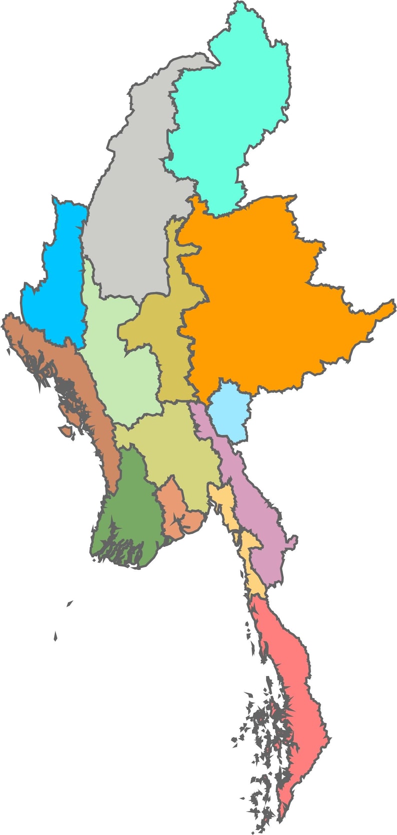 Excel - Editable States and Divisions Level Myanmar Map - Etsy