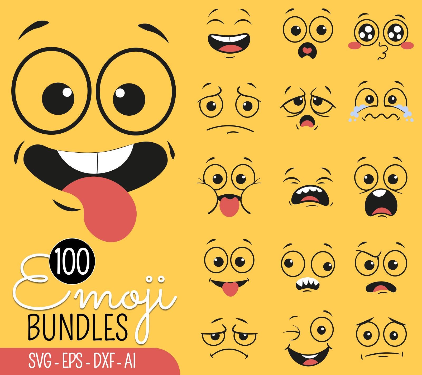 Emoji Svg Bundle Layered Design Vector Files SVG for Cricut PNG DXF Eps ...