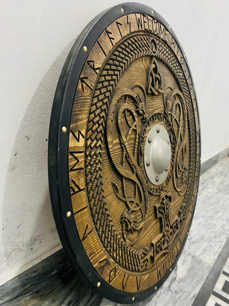 Custom Viking Shield Medieval Round Shield Carved Viking Gift Wall ...