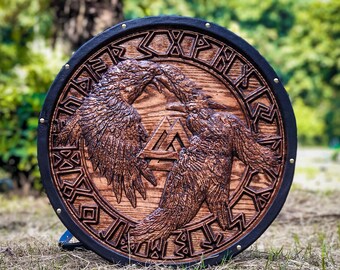 Custom Viking Shield Medieval Round Shield Carved Viking Gift Wall ...