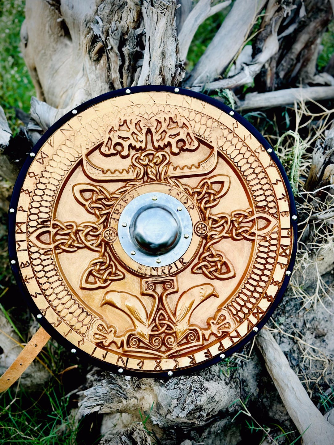 Custom Viking Shield, Medieval Round Shield, Carved Viking Gift, Wall ...